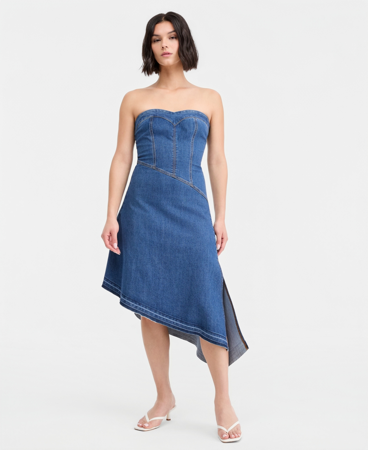 Click here for 14th Place Juniors Strapless Asymmetric Denim A-Li... prices