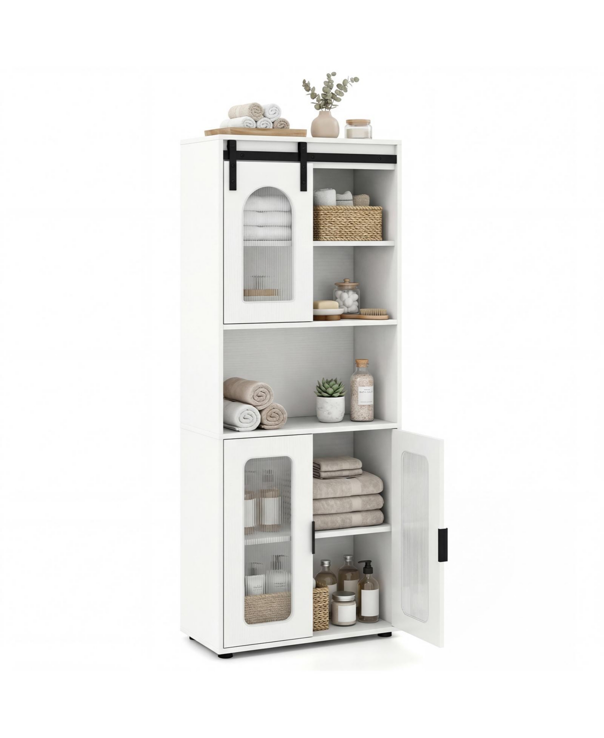 Click here for Gymax Farmhouse Bathroom Floor Cabinet 59H Freesta... prices