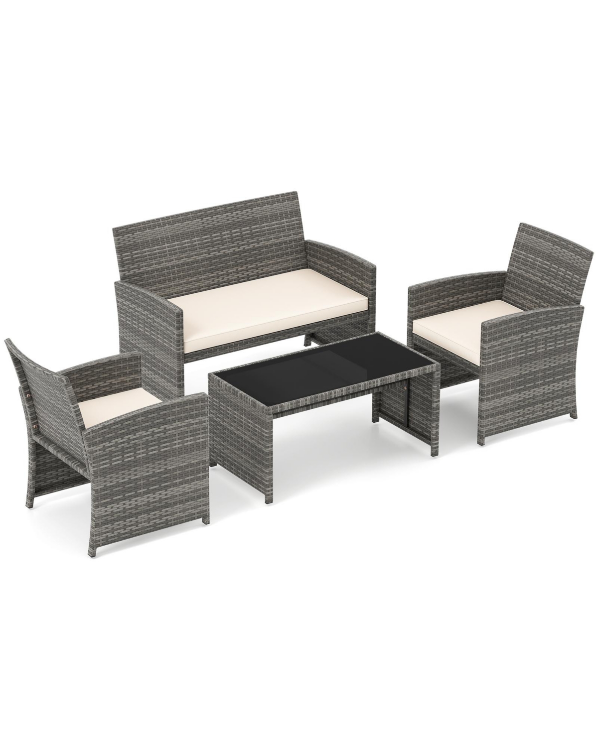 Click here for Slickblue 4 Piece Patio Conversation Set Rattan Ch... prices