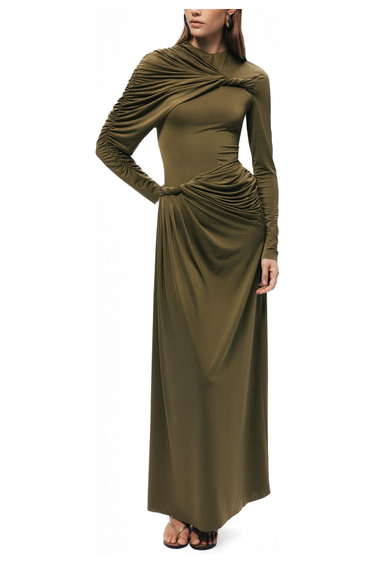 Click here for Nocturne Womens Draped Long Sleeve Maxi Dress - Kh... prices