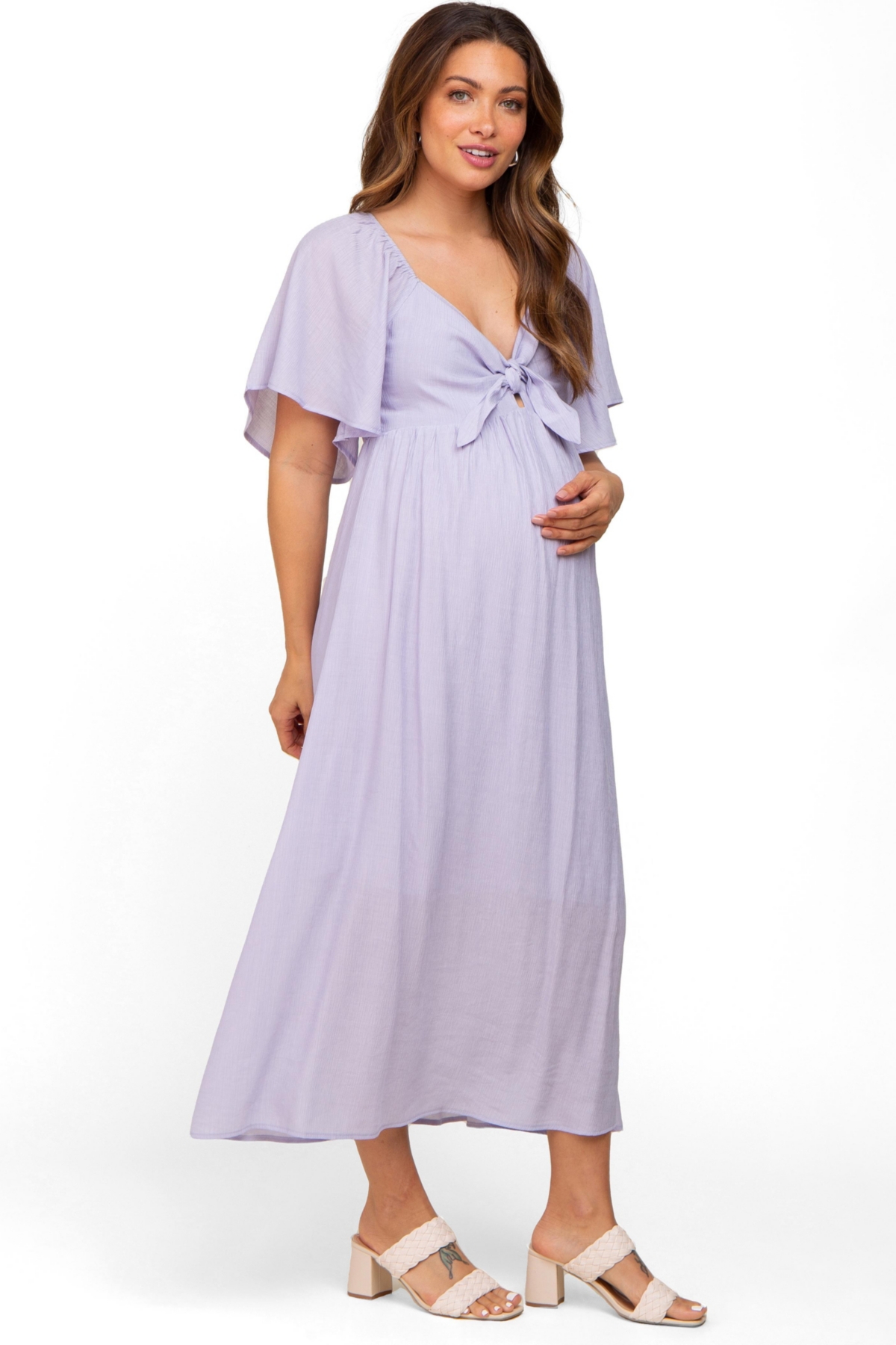 Click here for Pinkblush Maternity Plum Front Tie Ruffle Sleeve M... prices