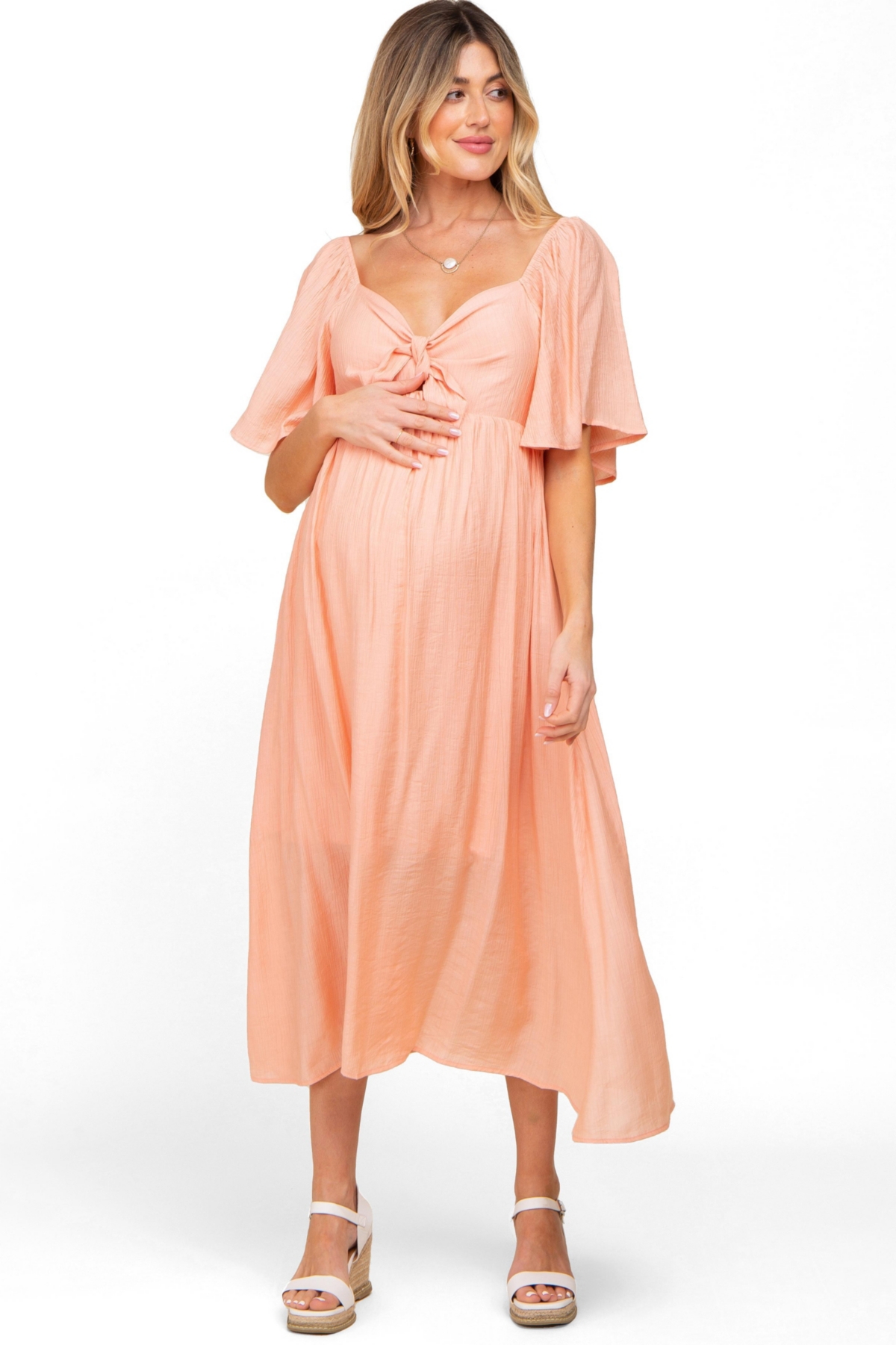 Click here for Pinkblush Maternity Plum Front Tie Ruffle Sleeve M... prices