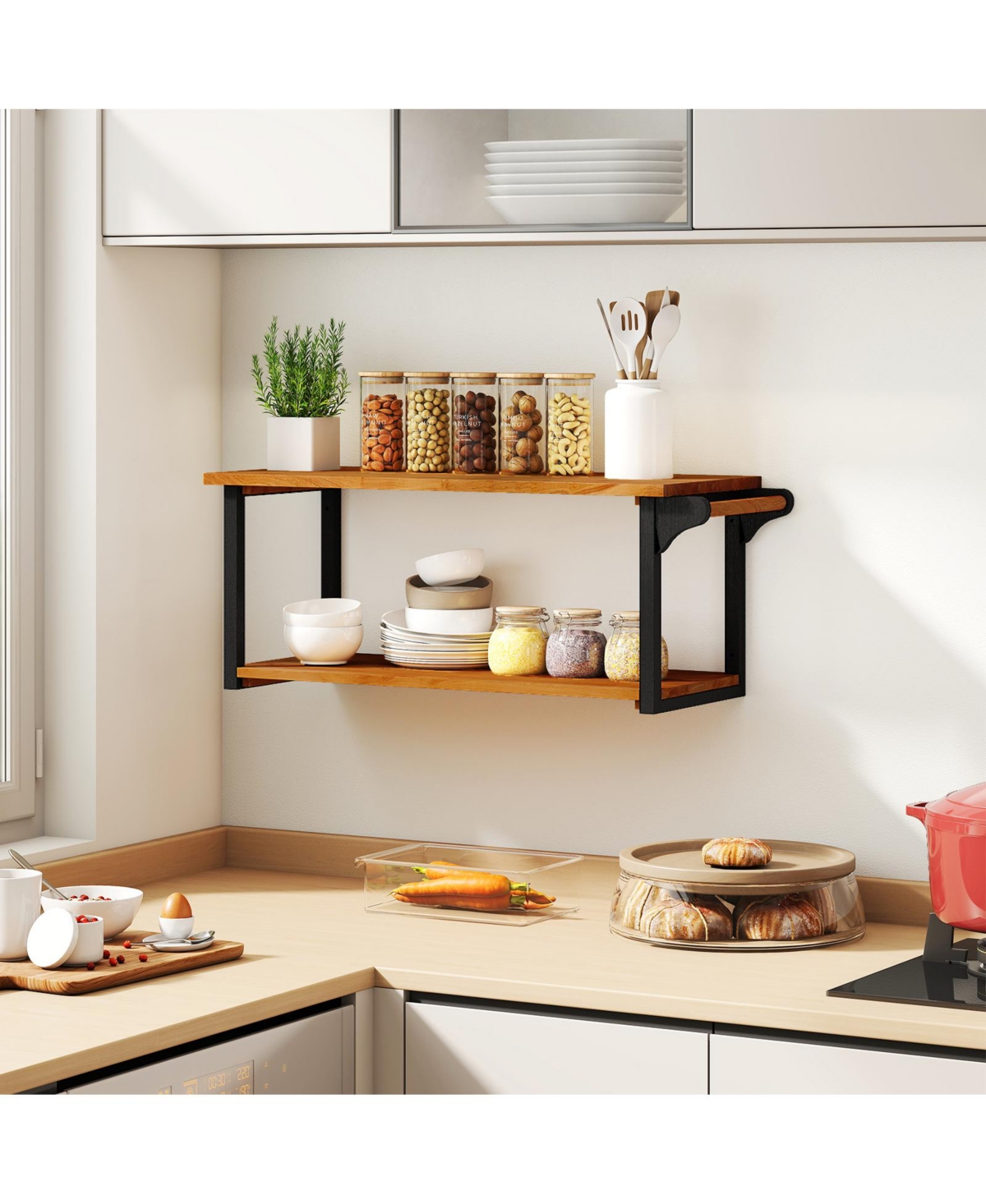 Click here for sumyeg Teak Wood Wall Mounted Floating Shelves wit... prices