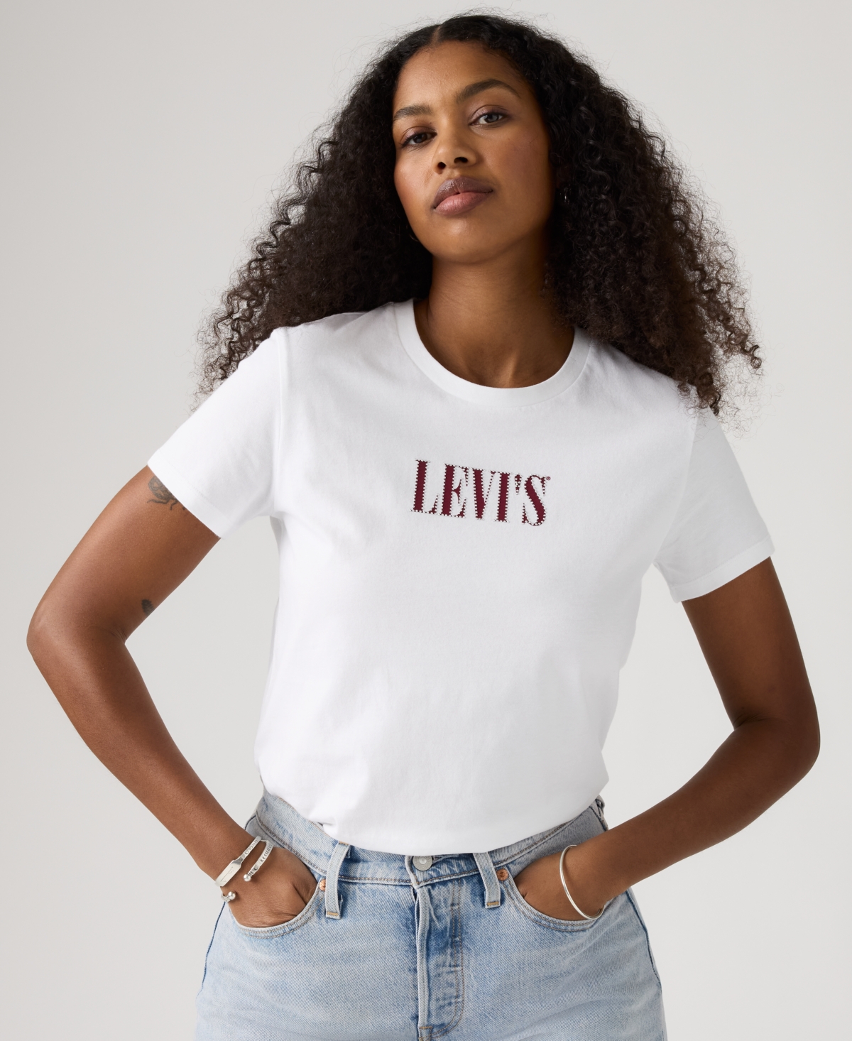 Click here for Levis Womens Perfect Graphic Logo Cotton T-shirt -... prices