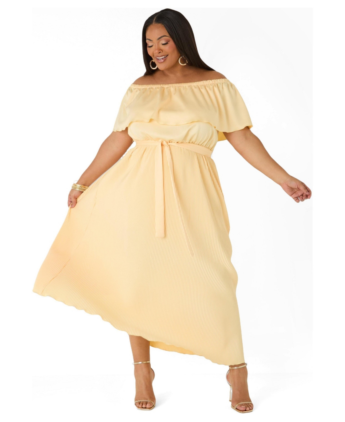 Click here for Ashley Stewart Womens Off The Shoulder Satin Maxi... prices