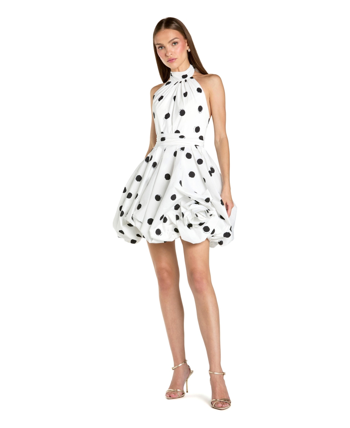 Click here for Mac Duggal Womens Satin Halter Neck Bubble Hem Min... prices