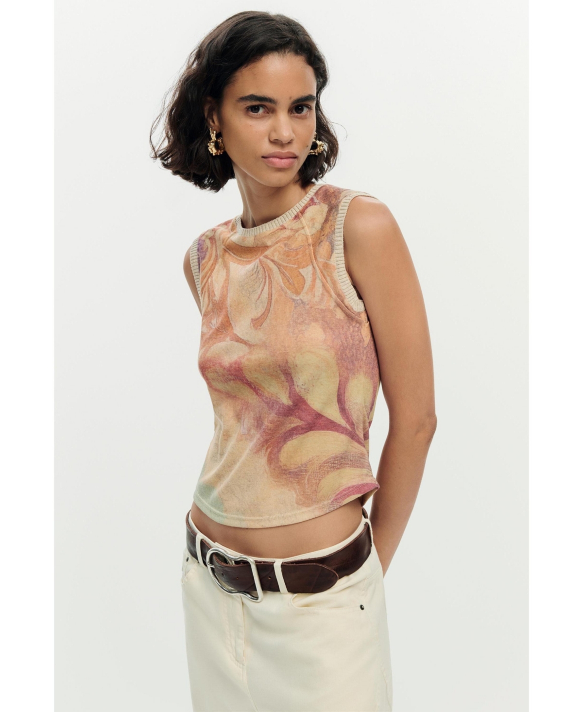 Click here for Desigual Womens Sleeveless Knit T-shirt - Multi prices