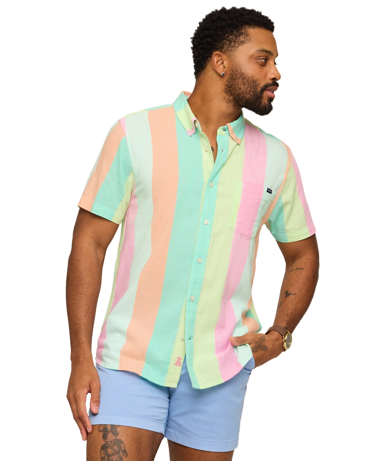 Click here for Chubbies Mens Short-Sleeve Shirt - Pastel Multi St... prices
