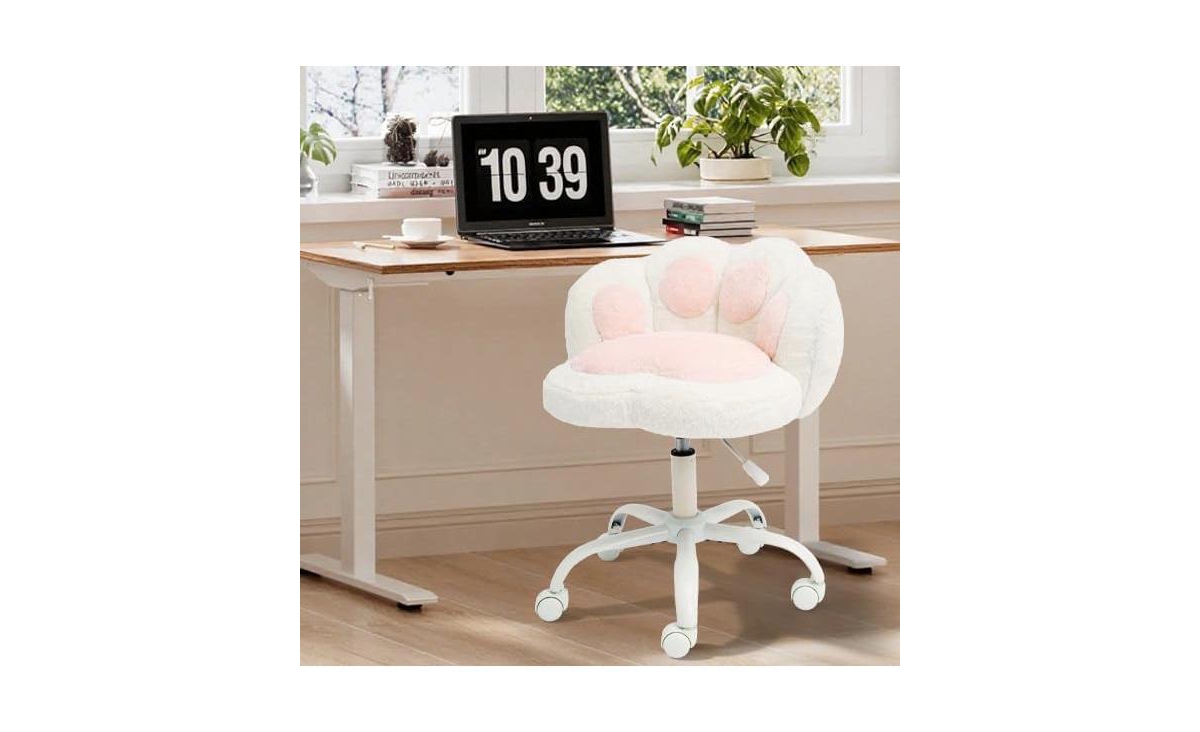 Click here for gaomon Vanity Chair with Wheels  Cute Cat Paw Offi... prices