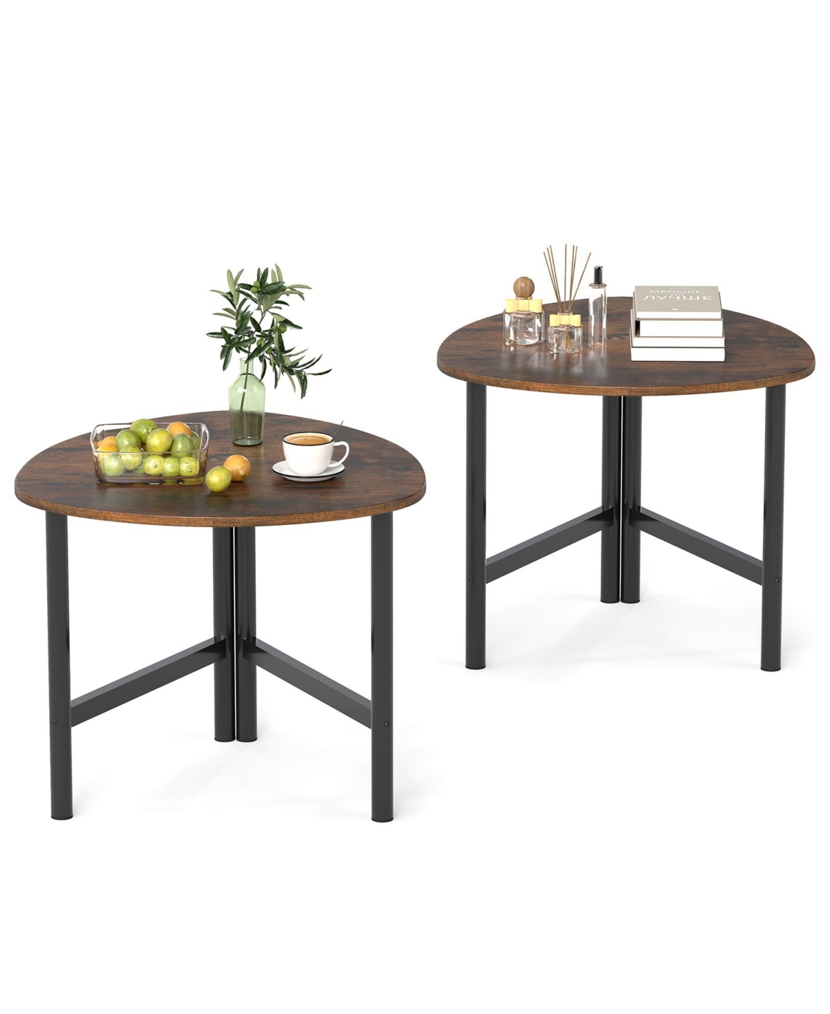 Click here for Gymax 2Pieces Triangle Coffee Table w/Metal Legs I... prices