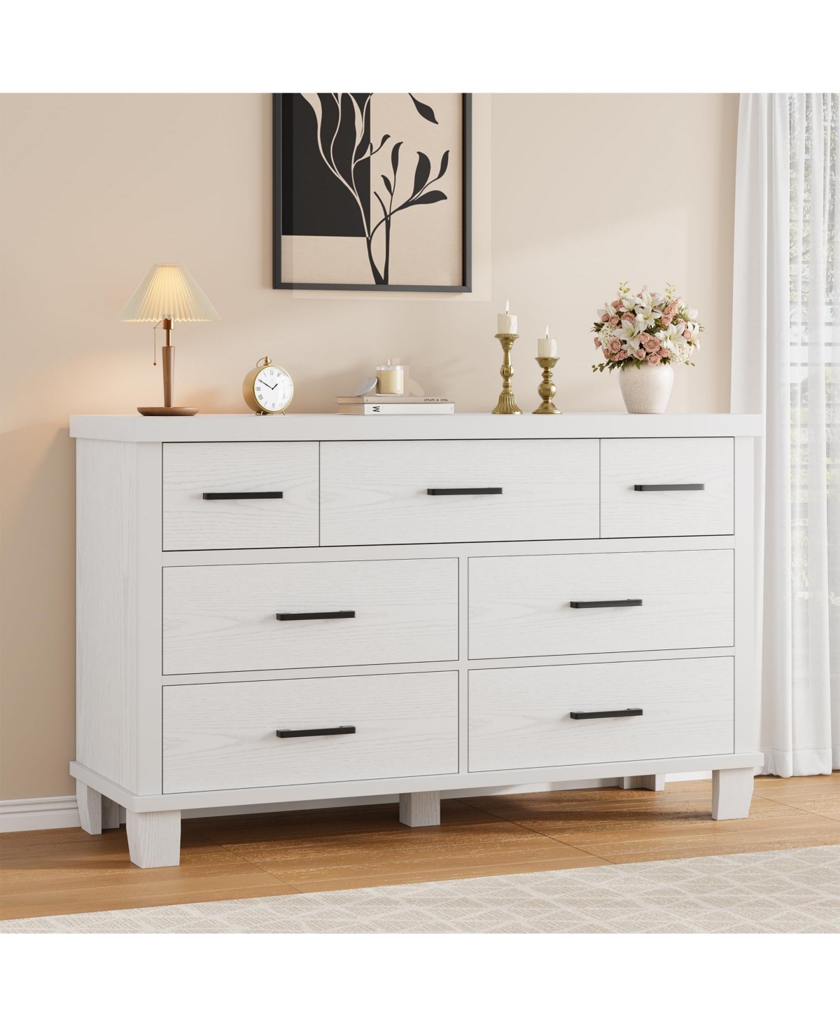 Click here for homfan 7 Drawers Modern Wood Dresser  51 Wide Ches... prices
