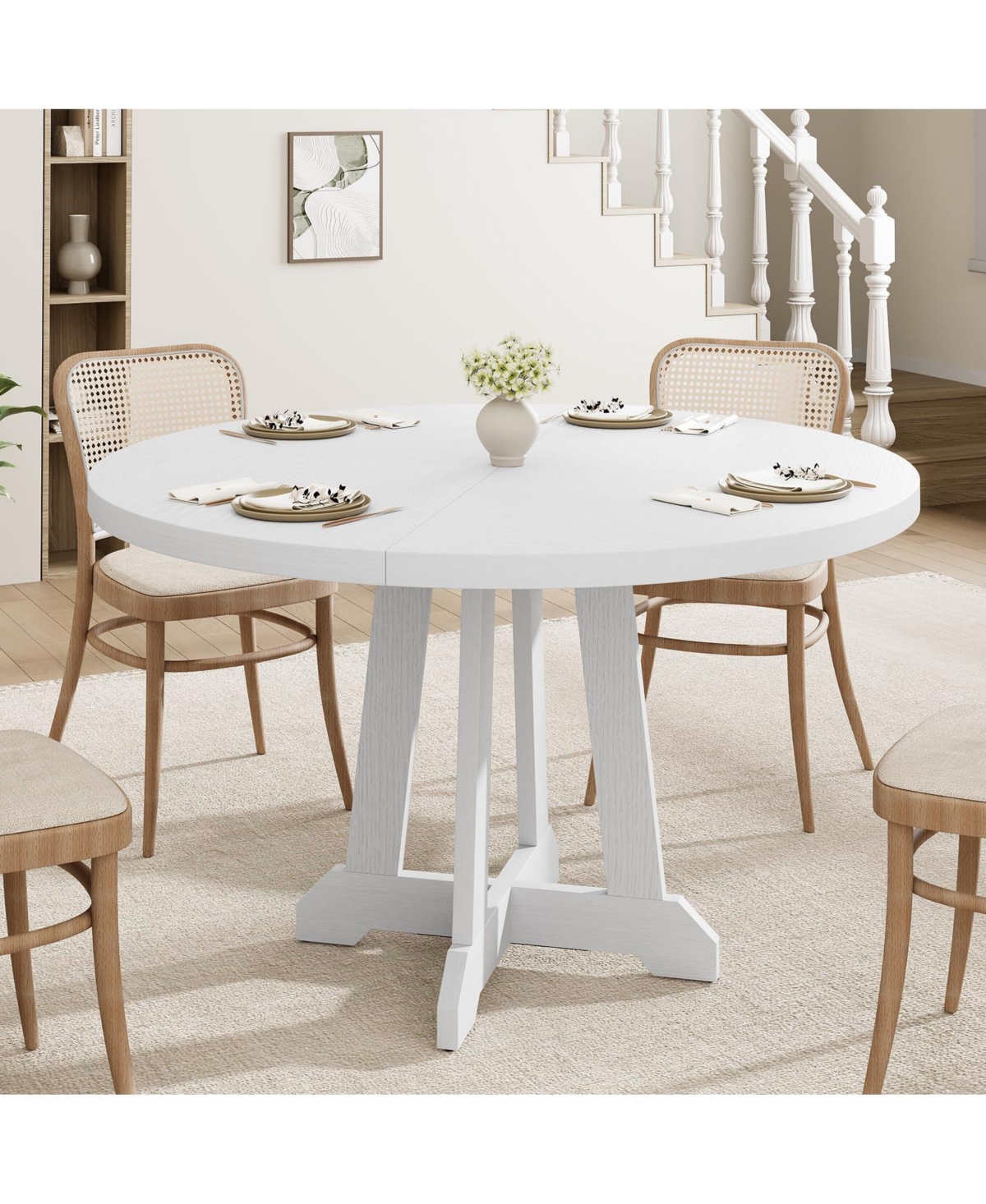 Click here for gaomon 4 Person Round Farmhouse Wooden Dining Tabl... prices