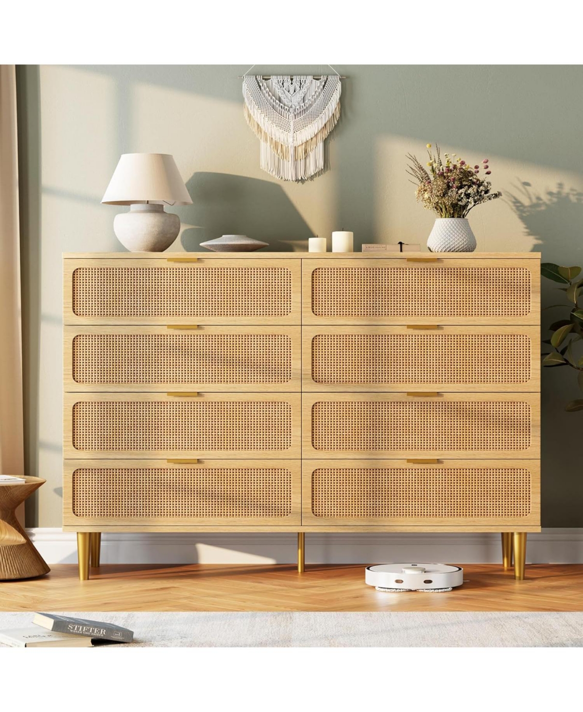 Click here for gaomon 8 Drawer Rattan Dresser for Bedroom - natur... prices