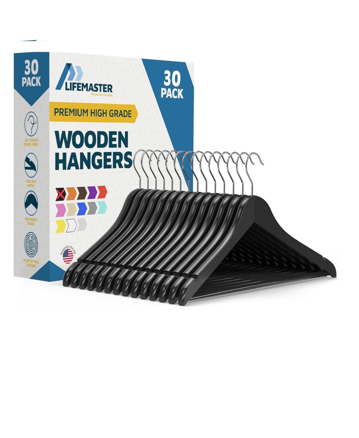 Click here for Lifemaster 30-piece wooden hanger set with non-sli... prices