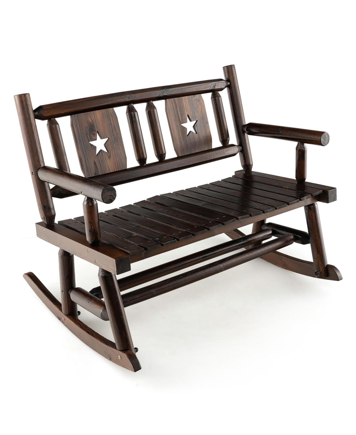 Click here for Gymax Outdoor Carbonized Wood Rocking Bench Double... prices