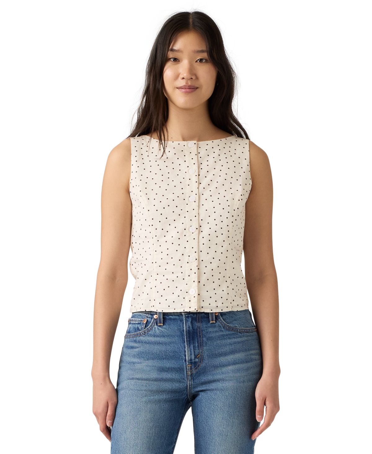 Click here for Levis Womens Pippa Sleeveless Top - Inga Dot Egret prices