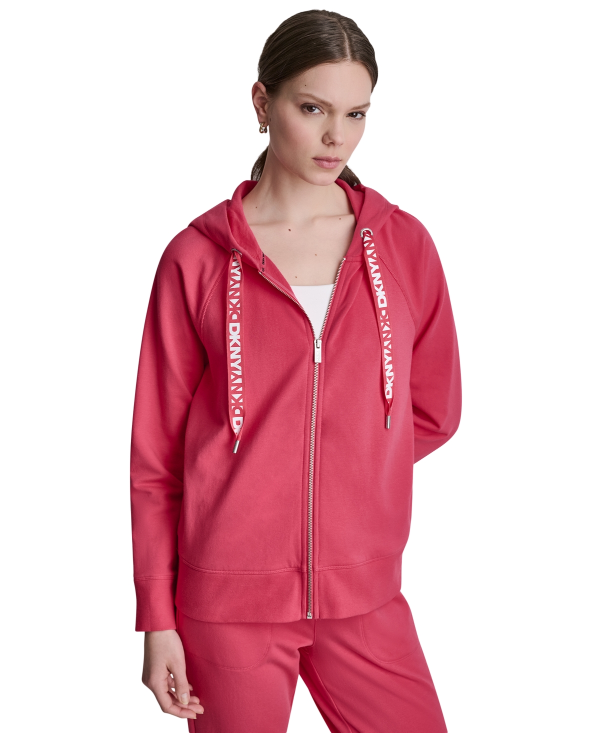 Click here for Dkny Sport Womens Two-Tone Zip-Front Long-Sleeve H... prices