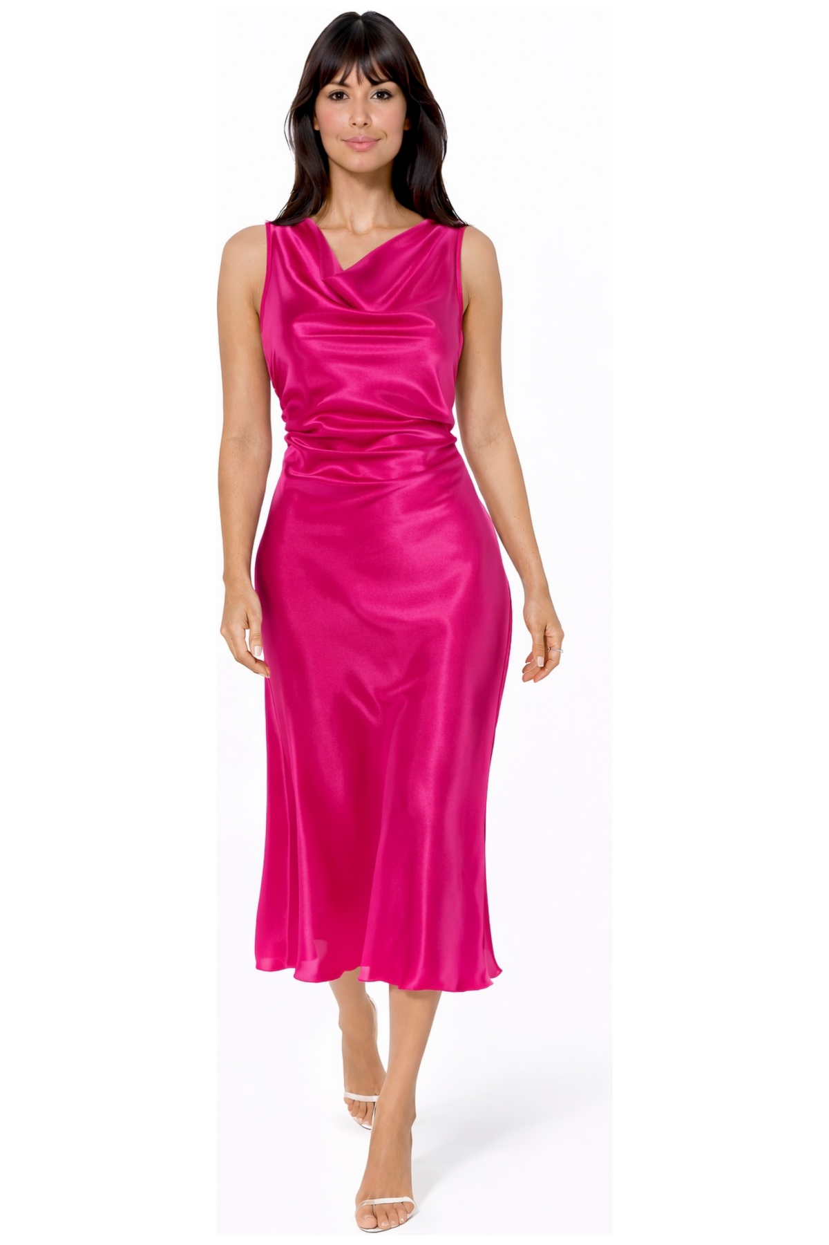 Click here for Bebe Womens Satin Cowl Maxi Dress - Fuchsia prices