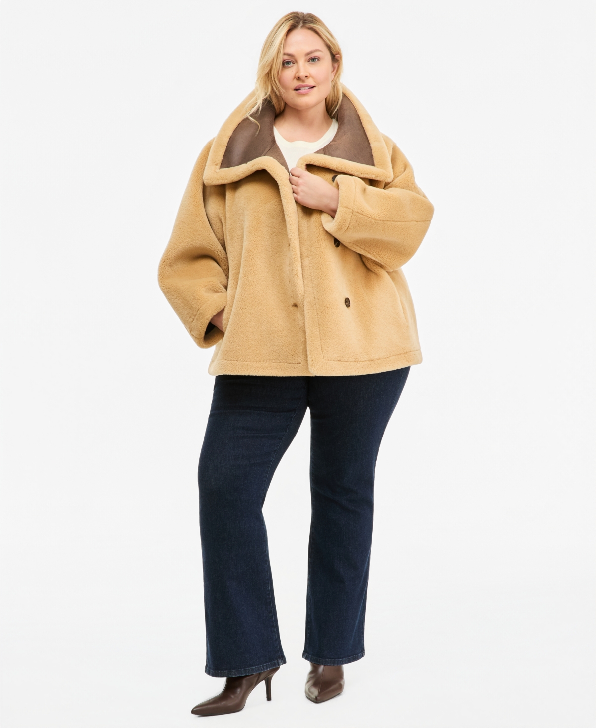 Click here for Calvin Klein Plus Size Funnel-Neck Teddy Jacket  C... prices