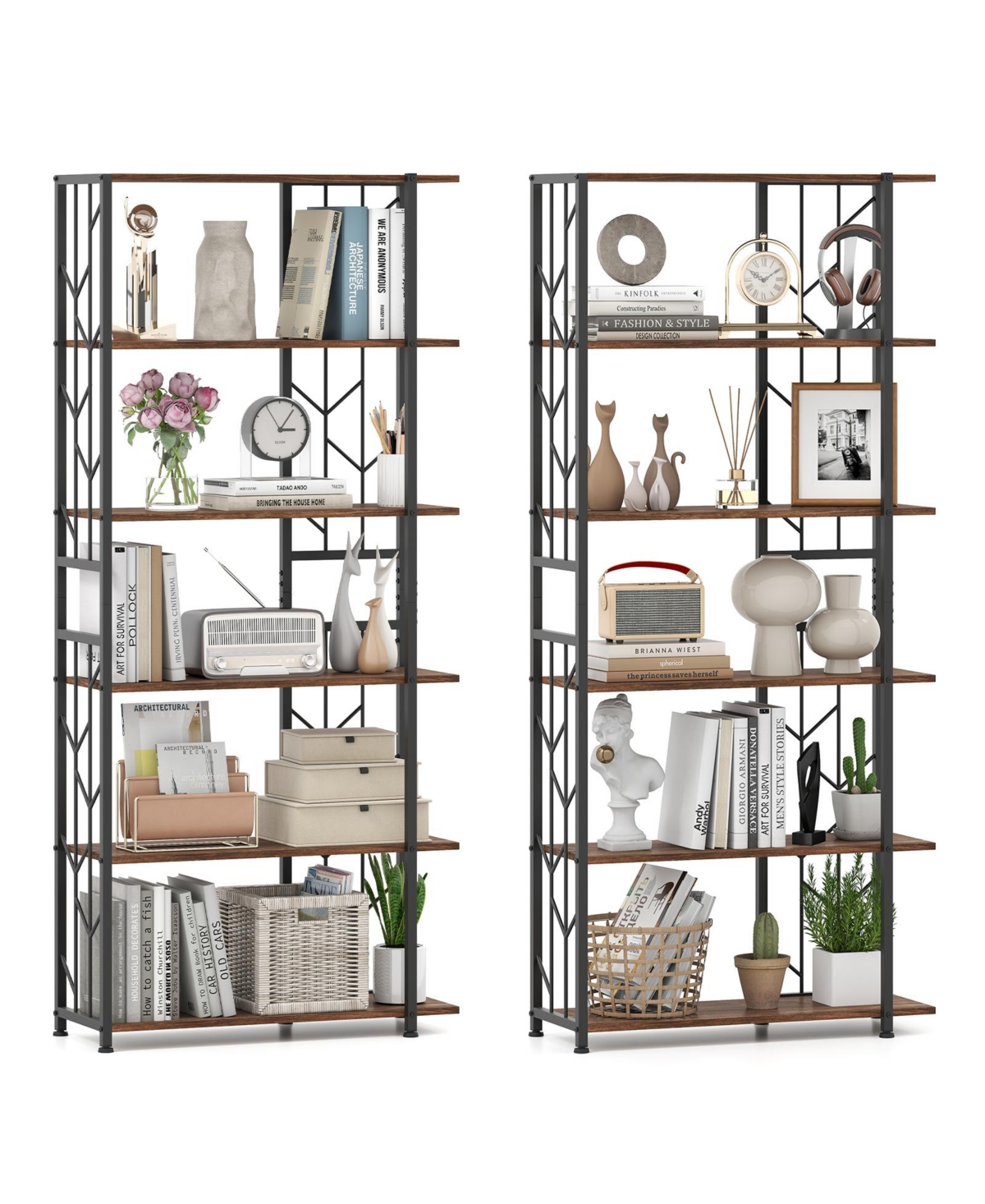 Click here for Gymax 6-Tier Bookshelf with Heavy-duty Metal Frame... prices