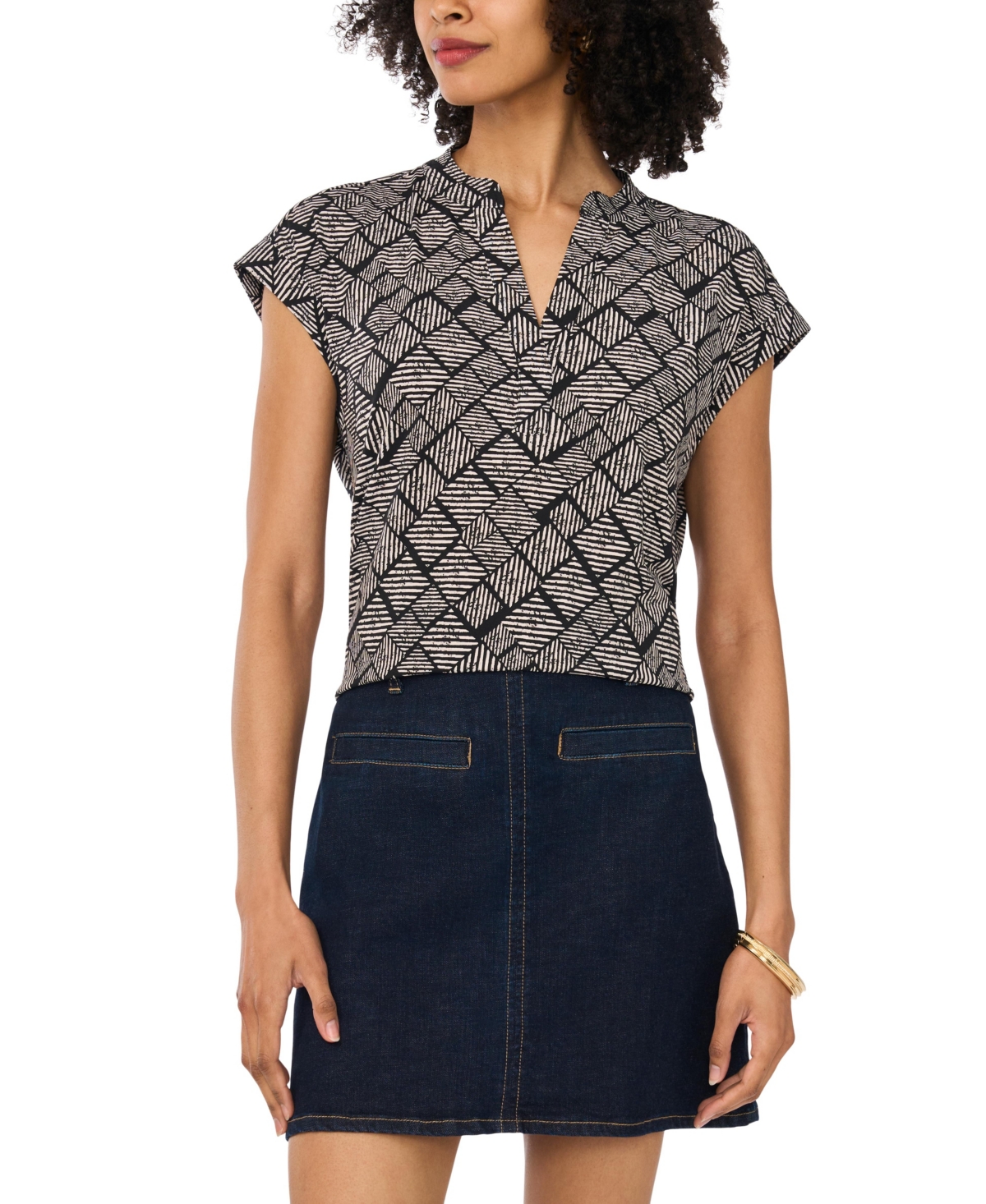 Click here for Vince Camuto Womens Printed Short-Sleeve Top - Ric... prices