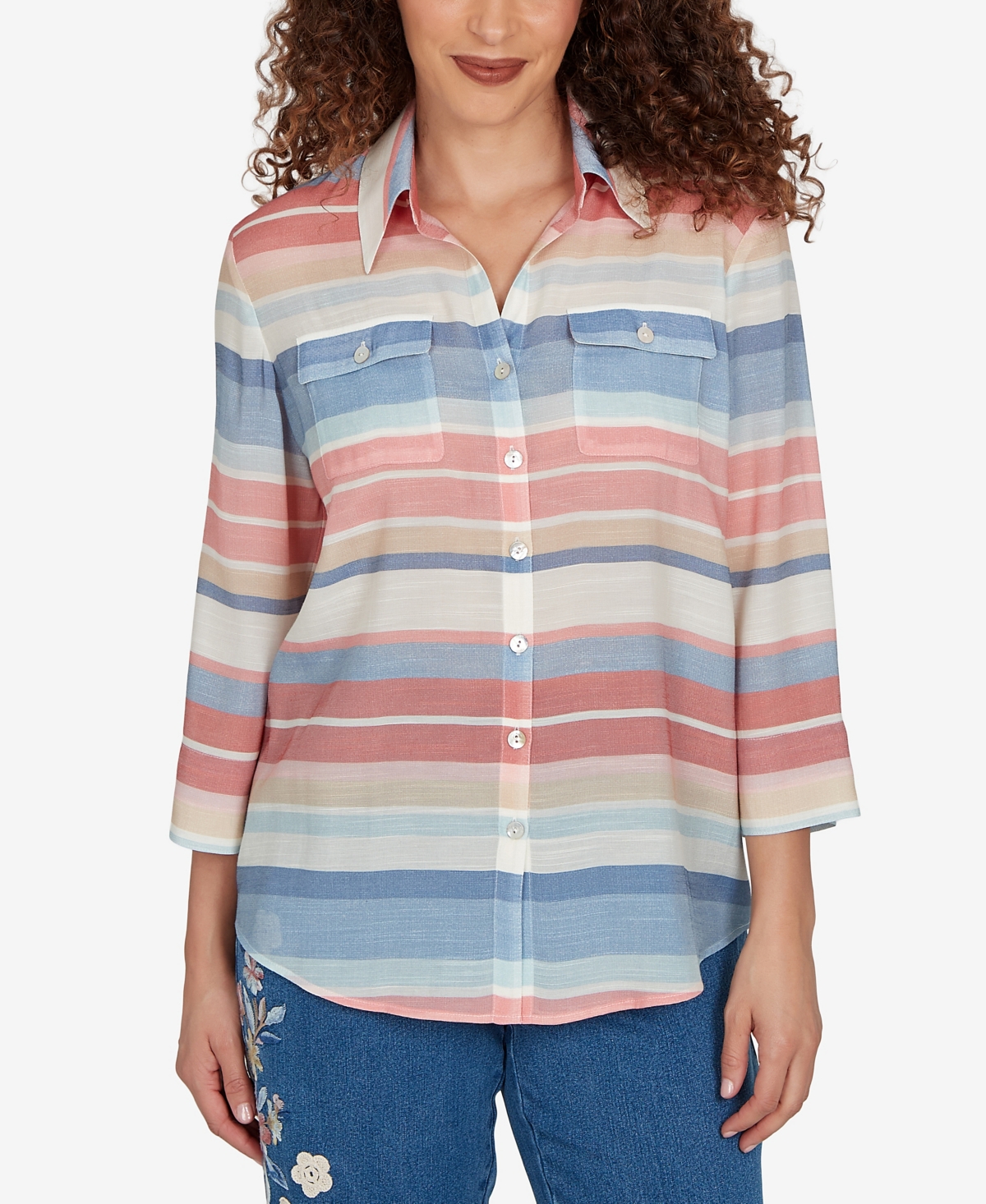 Click here for Alfred Dunner Petite Camden Market Colorful Stripe... prices