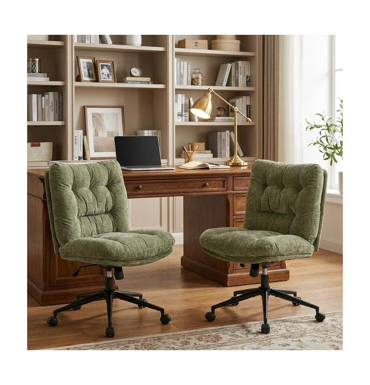 Click here for gaomon Set of 2 Green Armless Office Chair  Plush... prices