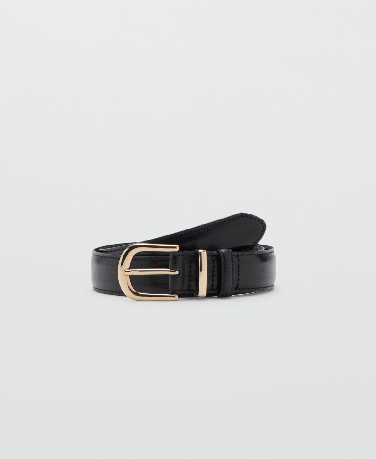 Click here for Mango Womens Buckle Leather Belt - Black prices