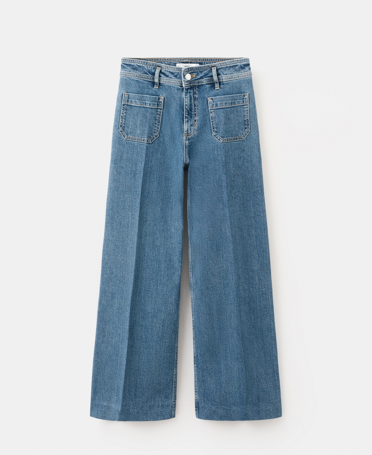 Click here for Mango Womens Pockets Wide Leg Jeans - Medium Blue prices