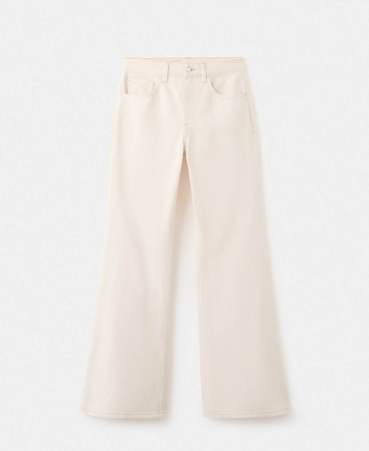 Click here for Mango Womens Mid-Rise Flared Jeans - Ecru prices