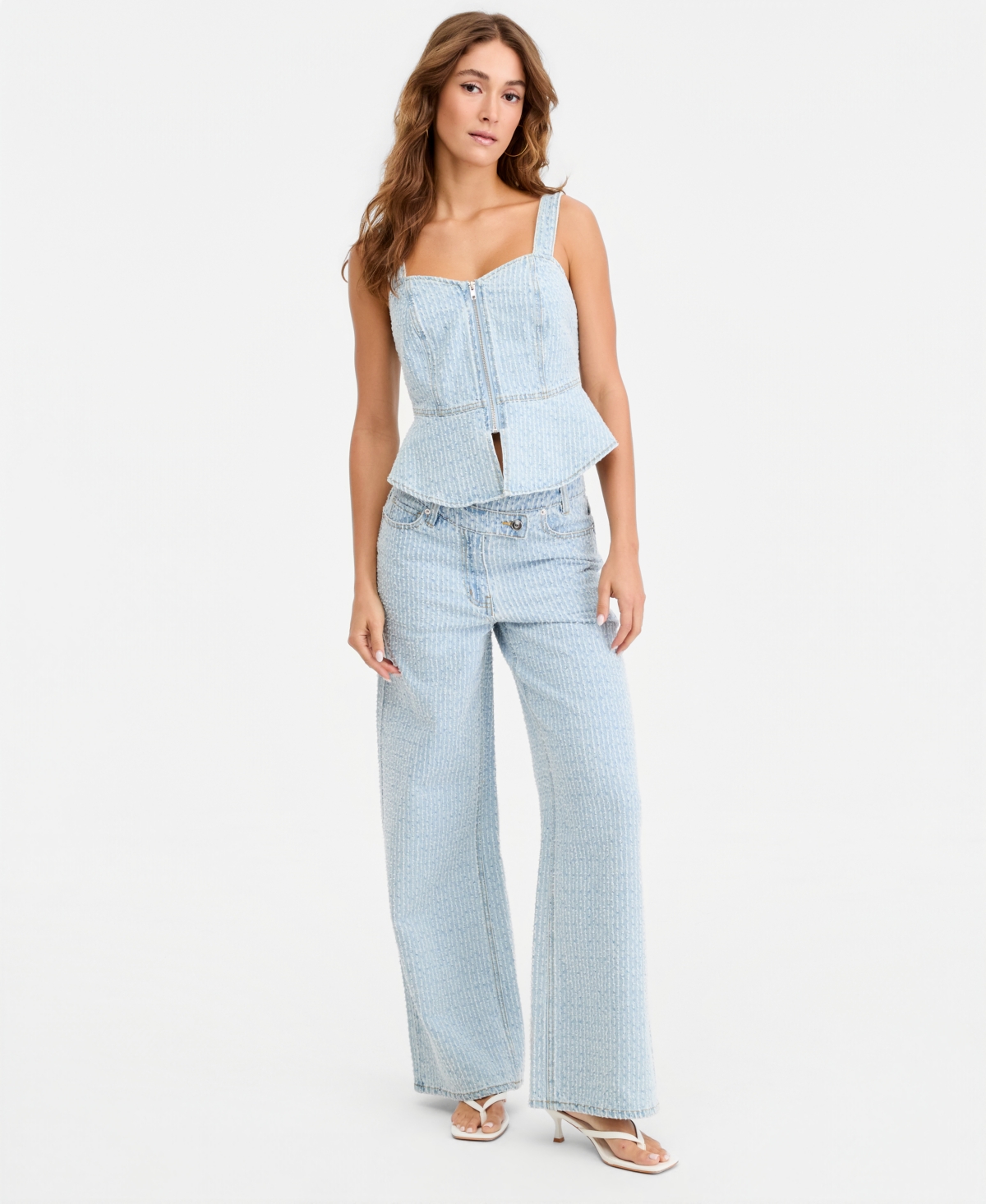 Click here for Bar Iii Womens High-Rise Wide-Leg Jeans  Macys Exc... prices