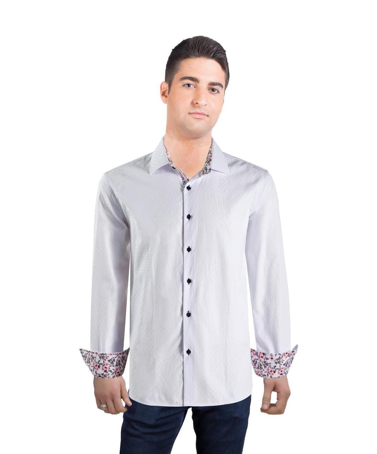 Click here for Elie Balleh Mens Slim Fit Jacquard Dot Button-Down... prices