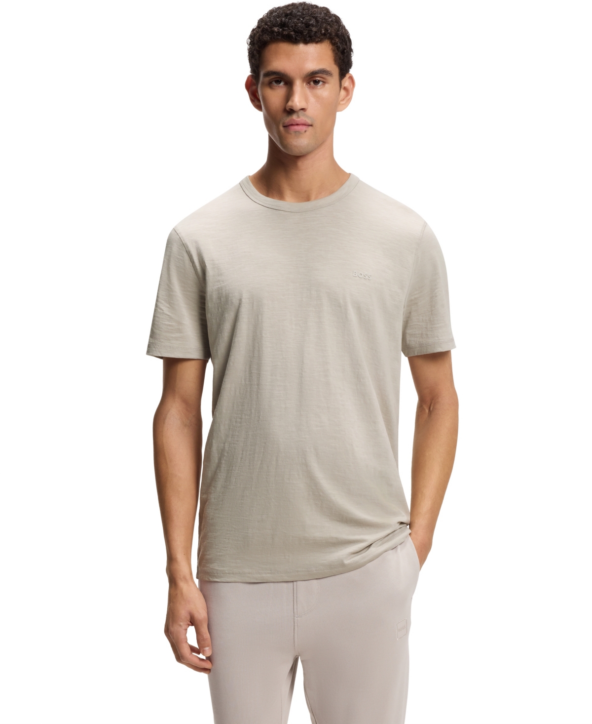 Click here for Boss by Hugo Boss Mens Slub-Cotton Logo Detail T-S... prices