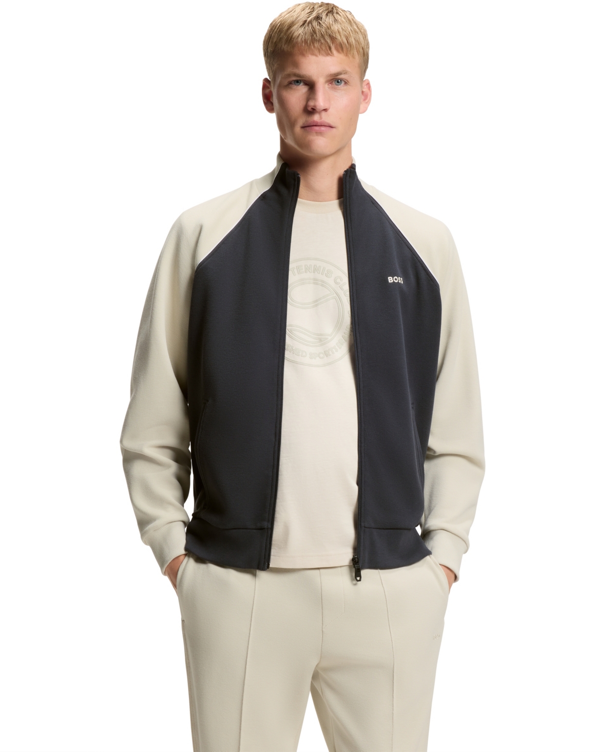 Click here for Boss by Hugo Boss Mens Cotton-Blend Contrast Pipin... prices