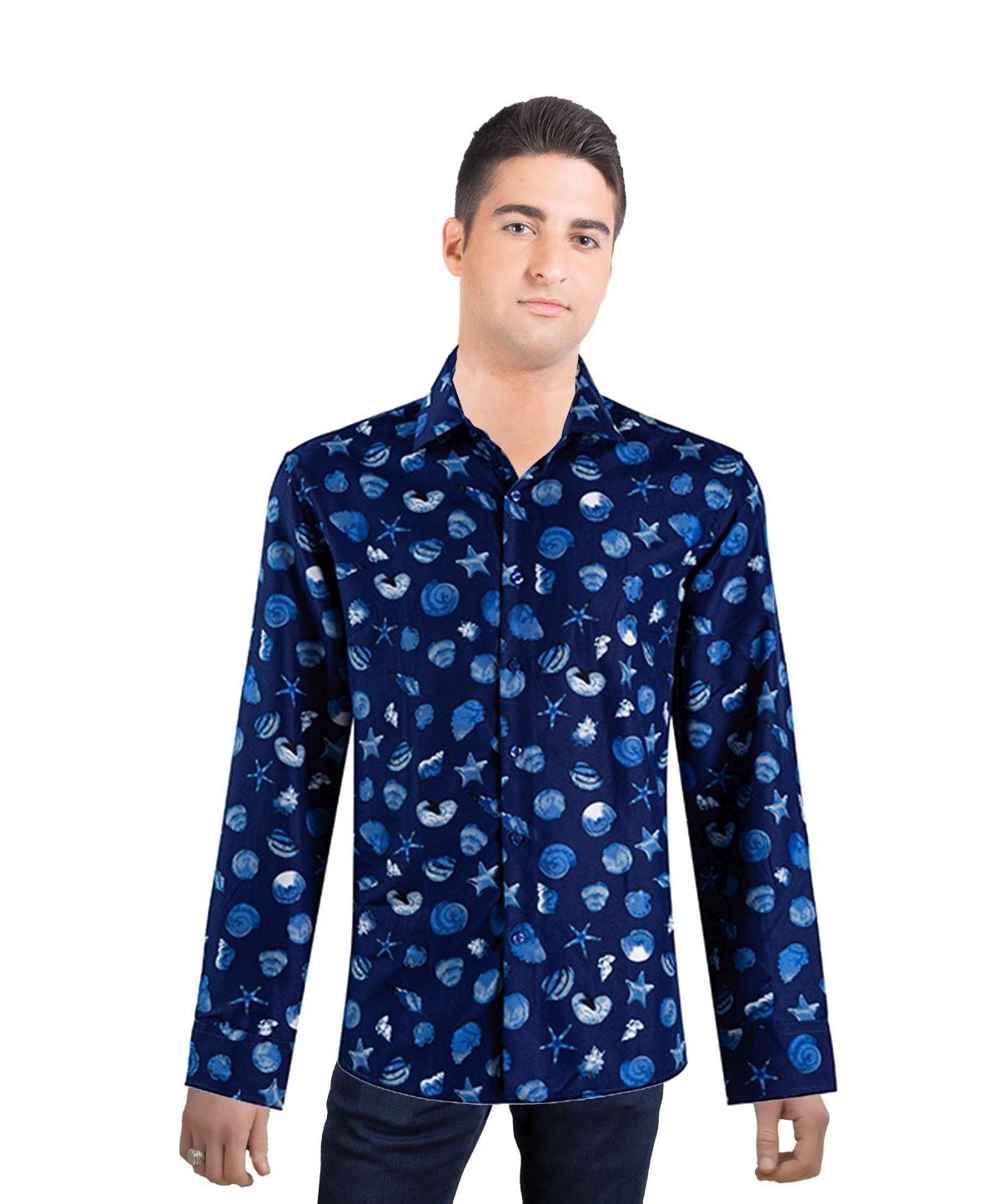 Click here for Elie Balleh Mens Slim Fit Sea Shell Print Shirt -... prices