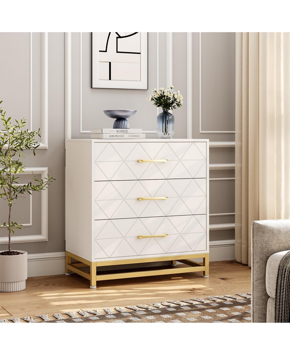 Click here for Garvee 3 Drawer Dresser for Bedroom  Modern Wood D... prices