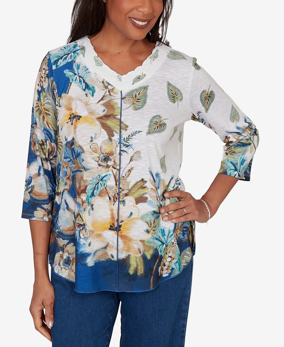 Click here for Alfred Dunner Womens Indigo Girls Placed Texture F... prices