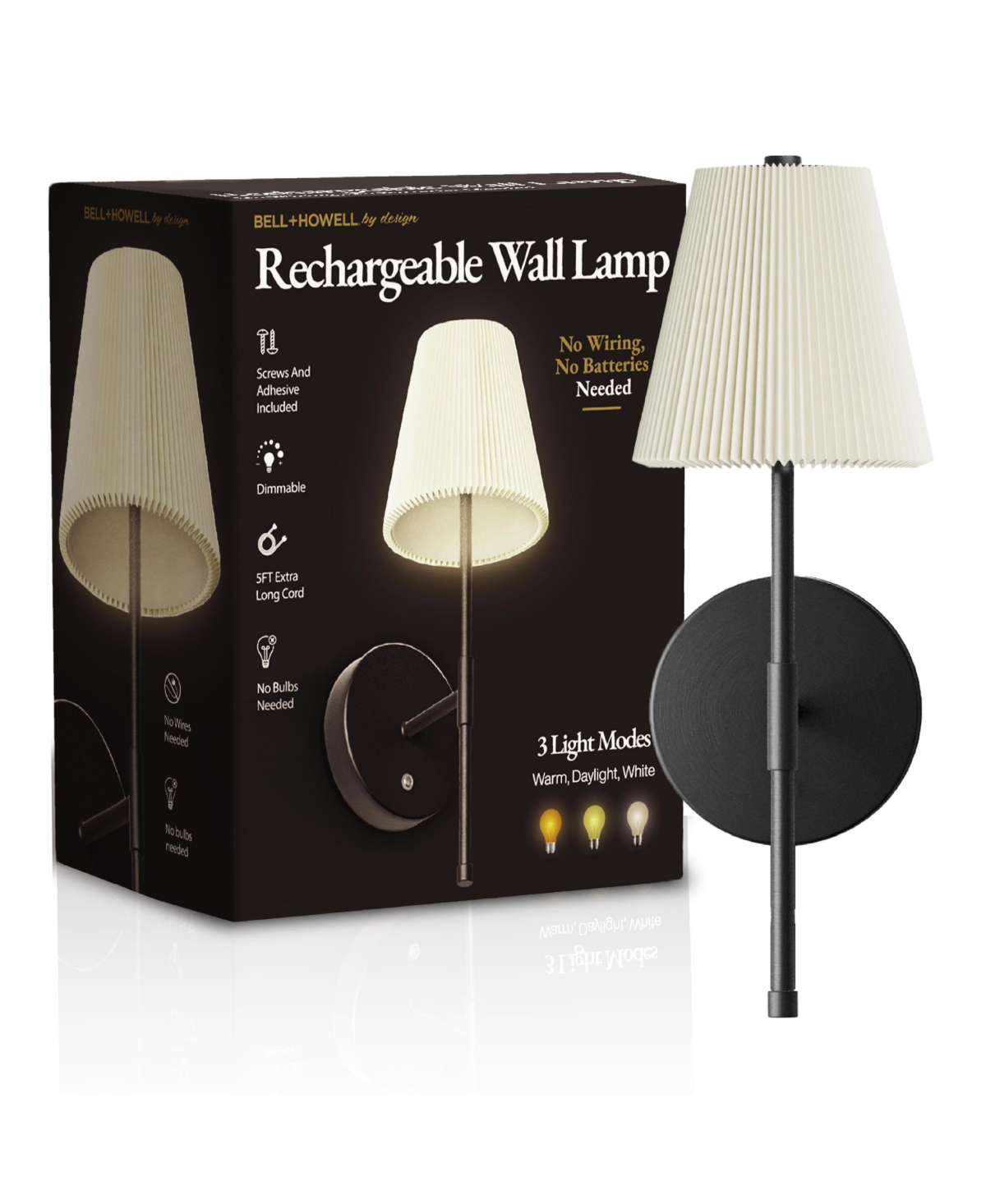 Click here for Bell + Howell Pleated Shade Dimmable Led Rechargea... prices