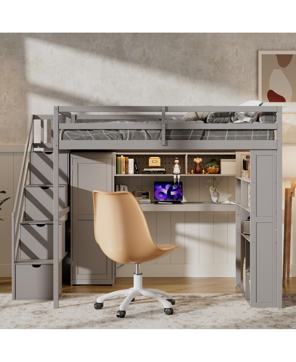Click here for Streamdale Furniture Full Loft Bed with Wardrobe... prices
