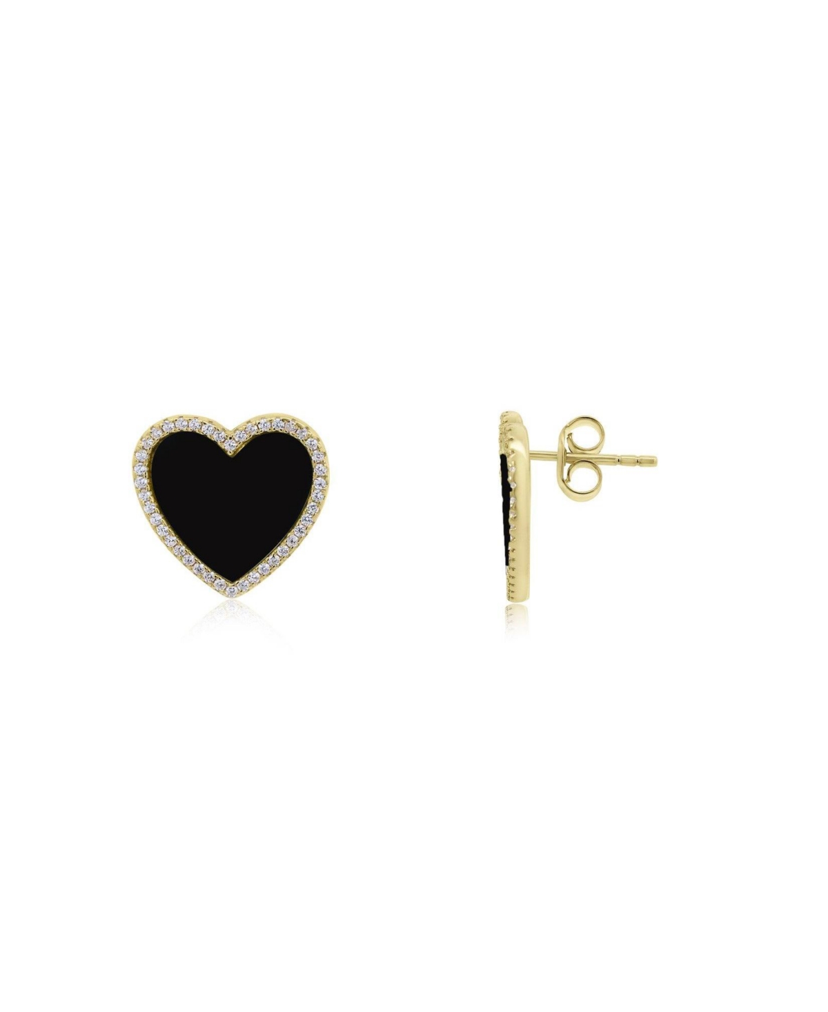 Click here for The Lovery Large Onyx Cz Halo Heart Stud Earrings... prices