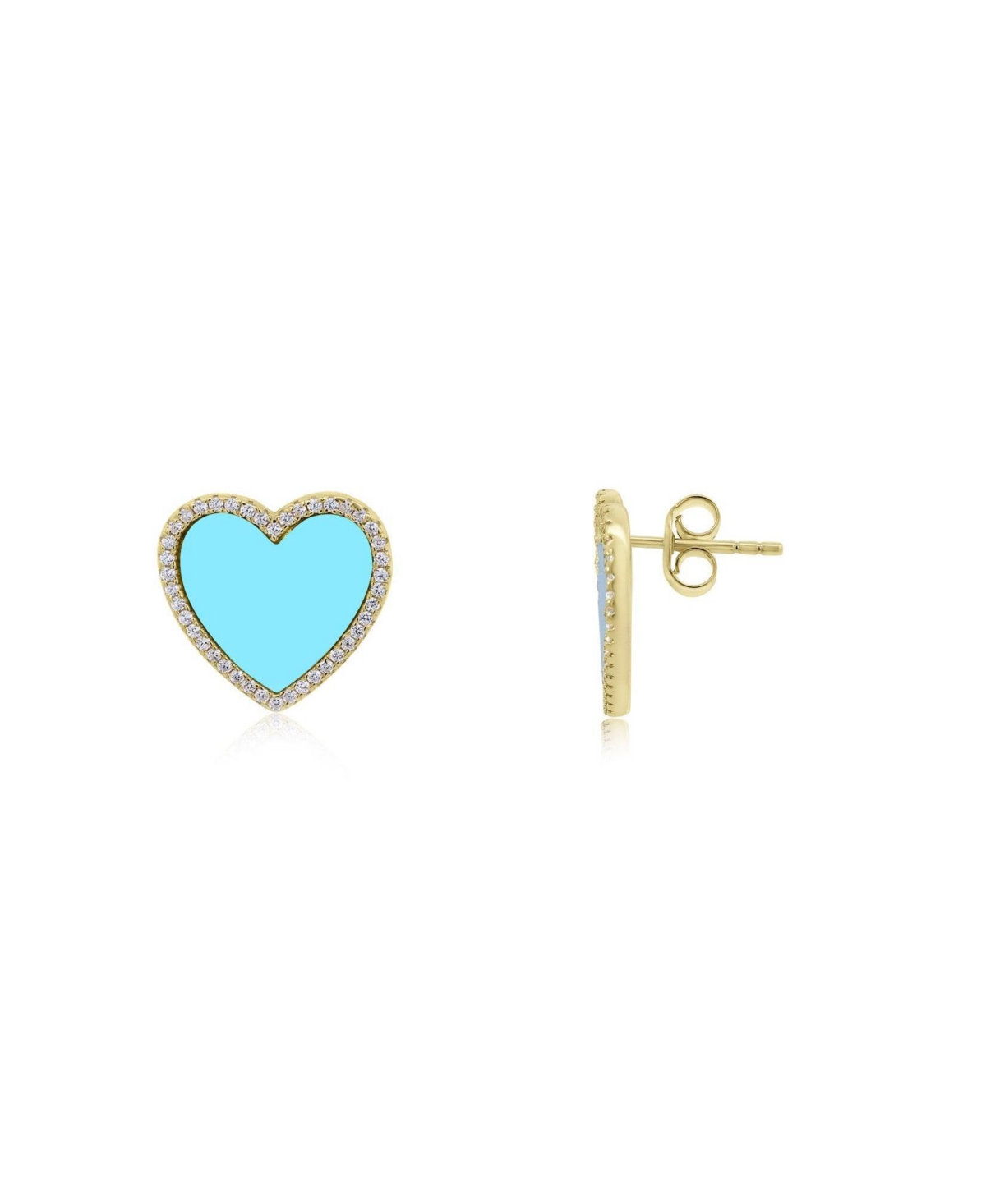 Click here for The Lovery Large Turquoise Cz Halo Heart Stud Earr... prices