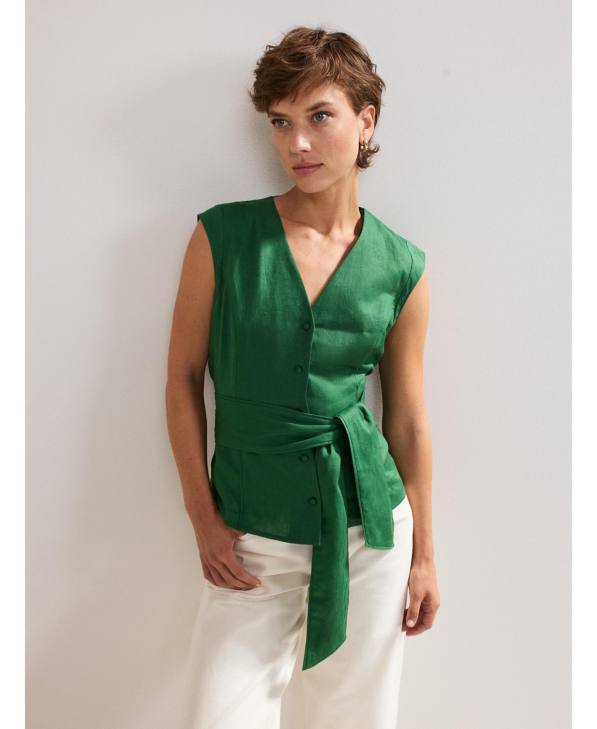 Click here for Phase Eight Womens Mariana Linen Tie Waist Top prices