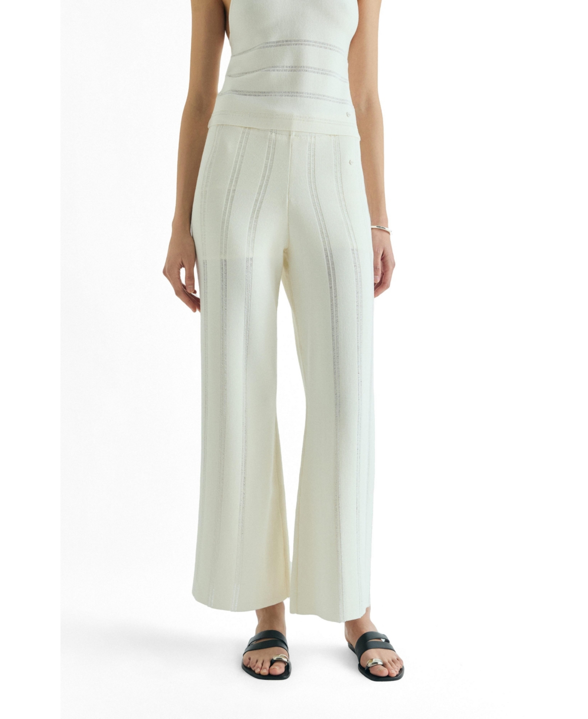 Click here for Scalpers Womens Ribbed Detail Pants - White prices