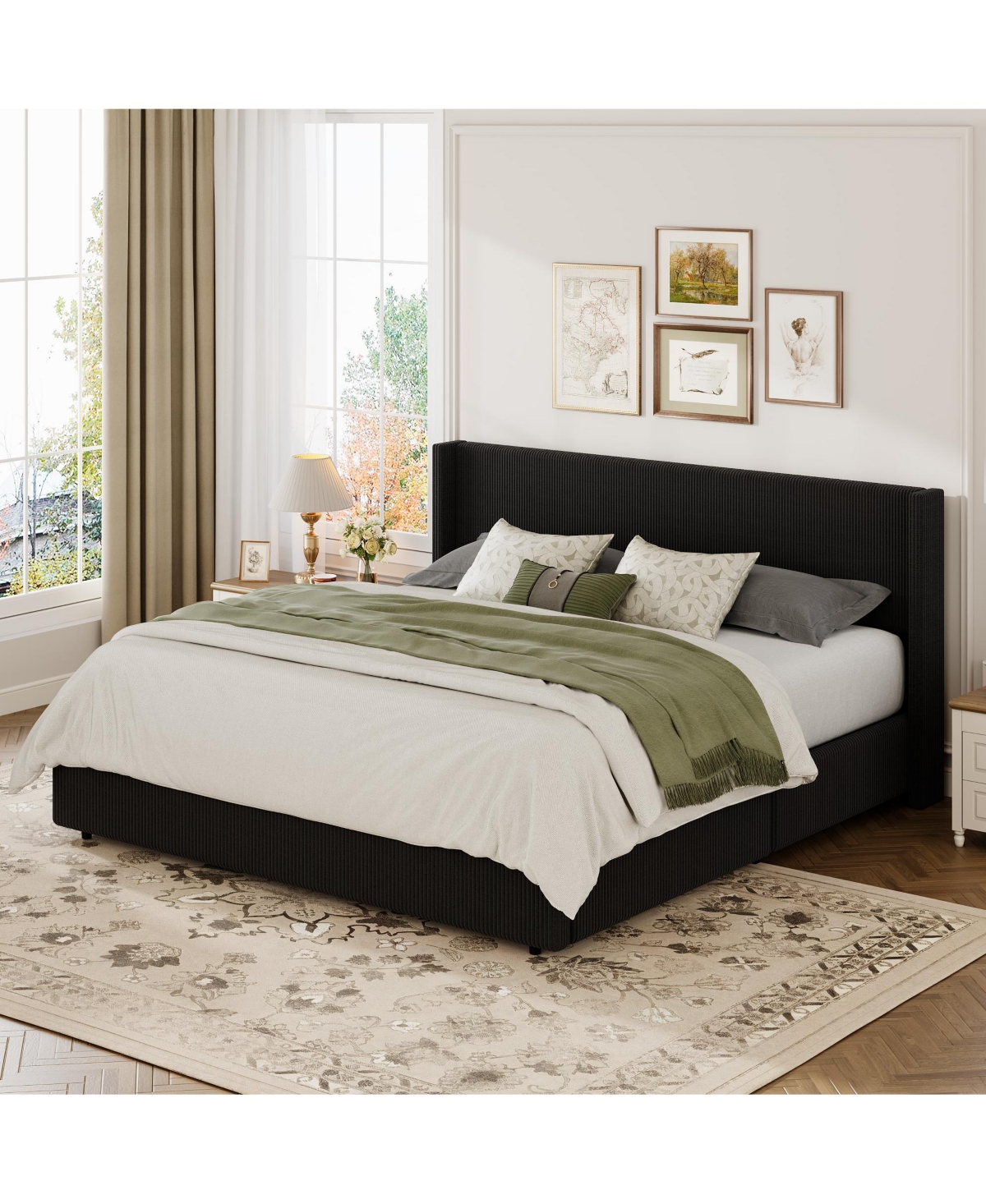 Click here for Homfan Lift Up Storage Bed  Modern Corduroy Uphols... prices