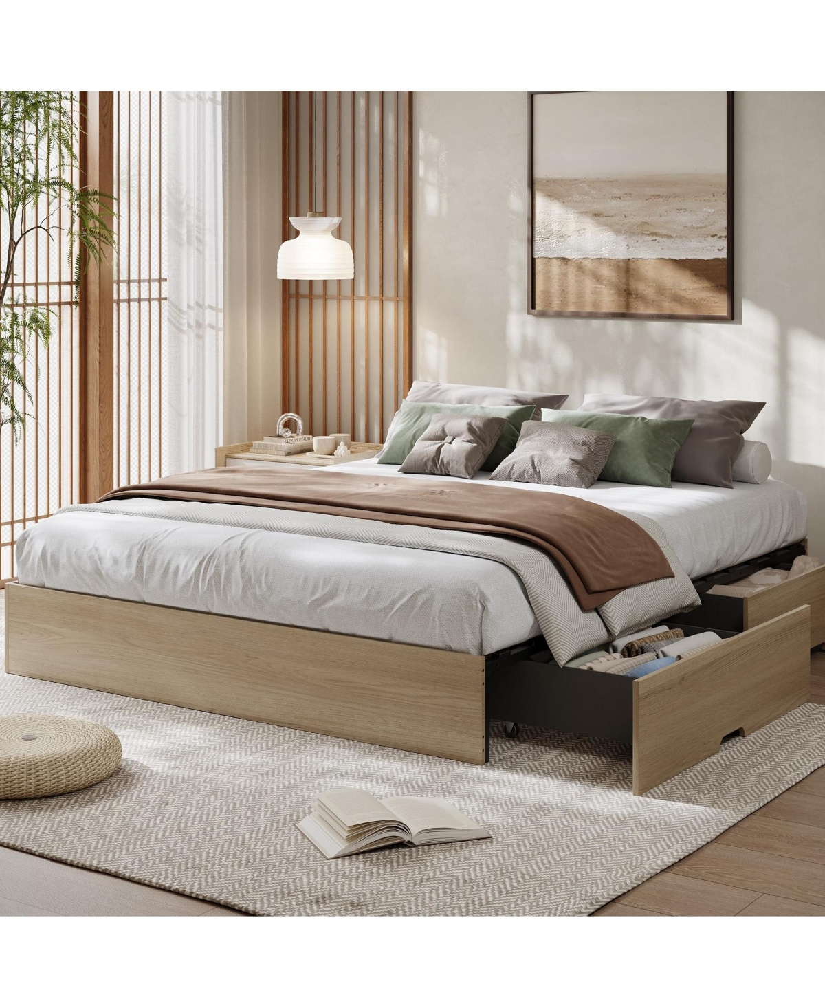 Click here for Gaomon California Bed Frame with 2 Storage Drawers... prices