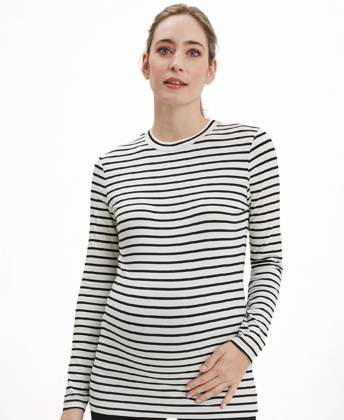 Click here for Nom Maternity Maternity Liv Long Sleeve Tee - Blac... prices