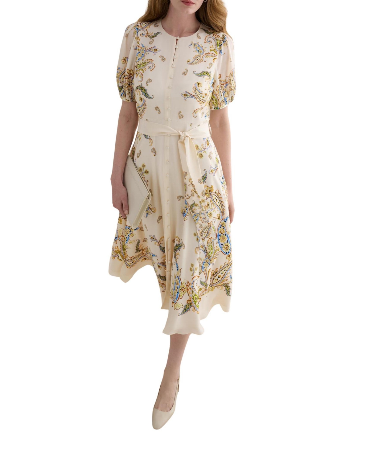 Click here for Hobbs London Womens Alma Silk Printed Midi Dress -... prices