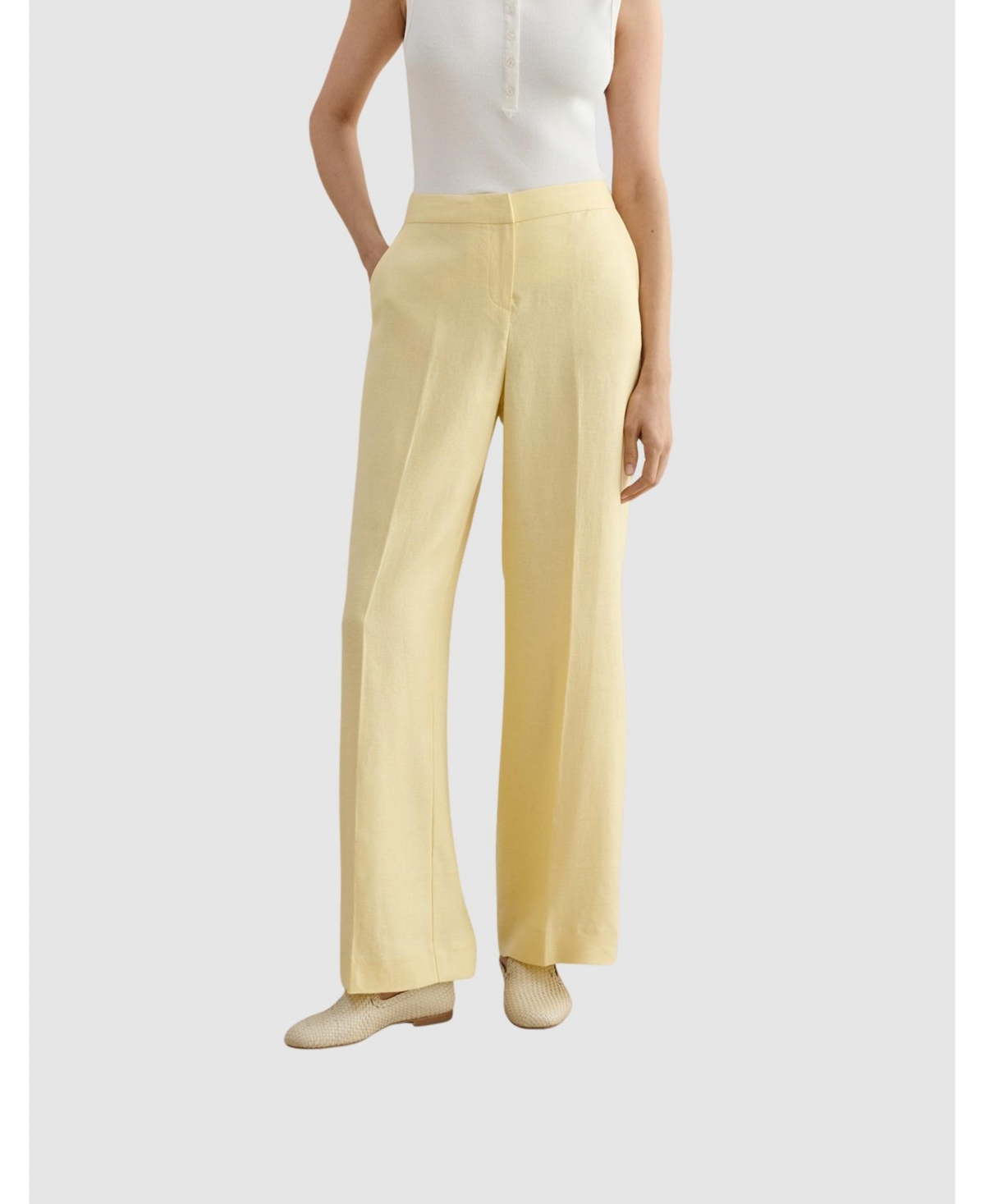 Click here for Hobbs London Womens Adalee High-Waist Linen Trouse... prices