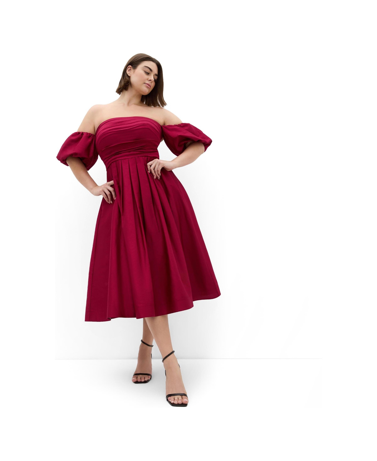 Click here for City Chic Womens Rosalee Puff Sleeve Midi Dress -... prices