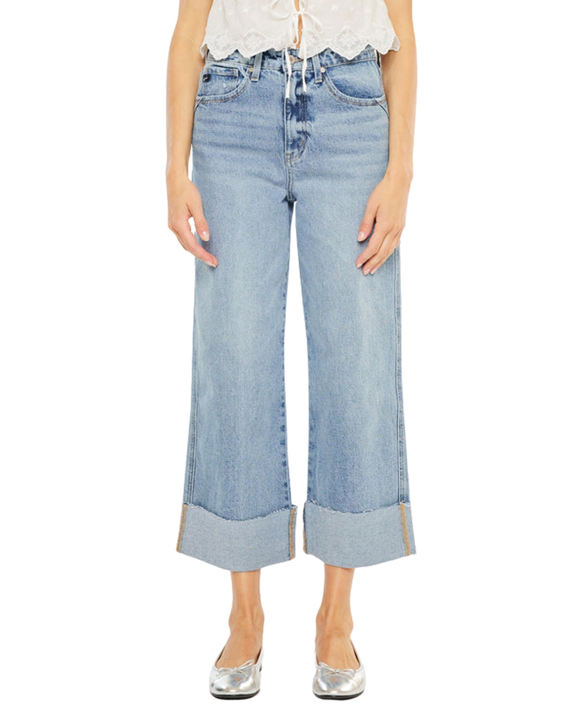 Click here for KanCan Womens Alfie 90s Cropped Wide Leg Jeans - M... prices